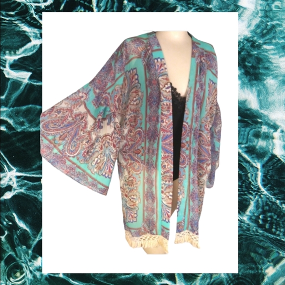 Umgee | Tops | Nwt Umgee Sheer Chiffon Flutter Sleeve Duster With ...